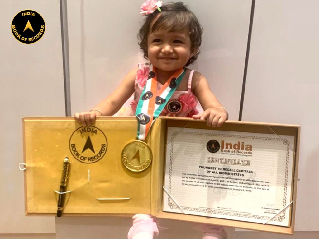 Youngest to recall capitals of all Indian states - India Book of Records