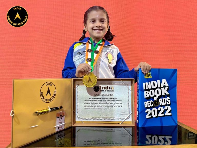 Youngest female Wushu champion - India Book of Records