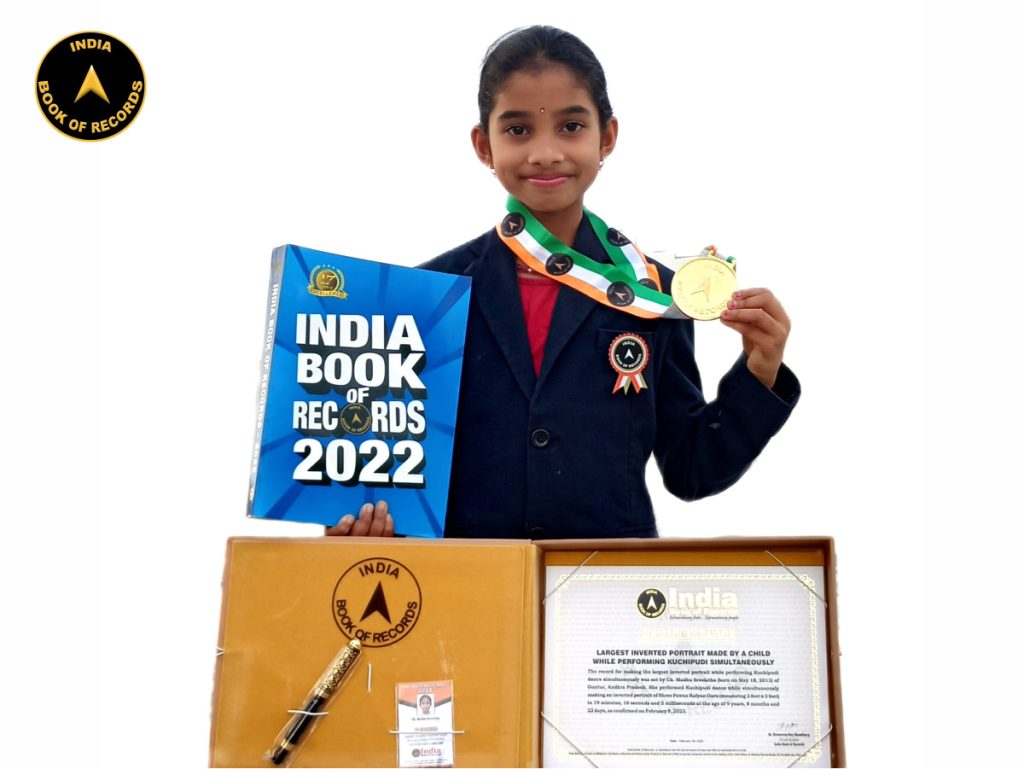 Largest inverted portrait made by a child while performing Kuchipudi ...