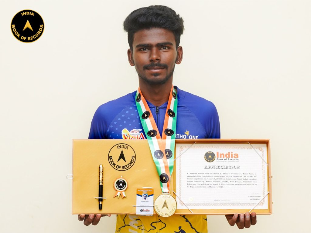 E. Ramesh Kumar - Appreciation - India Book of Records