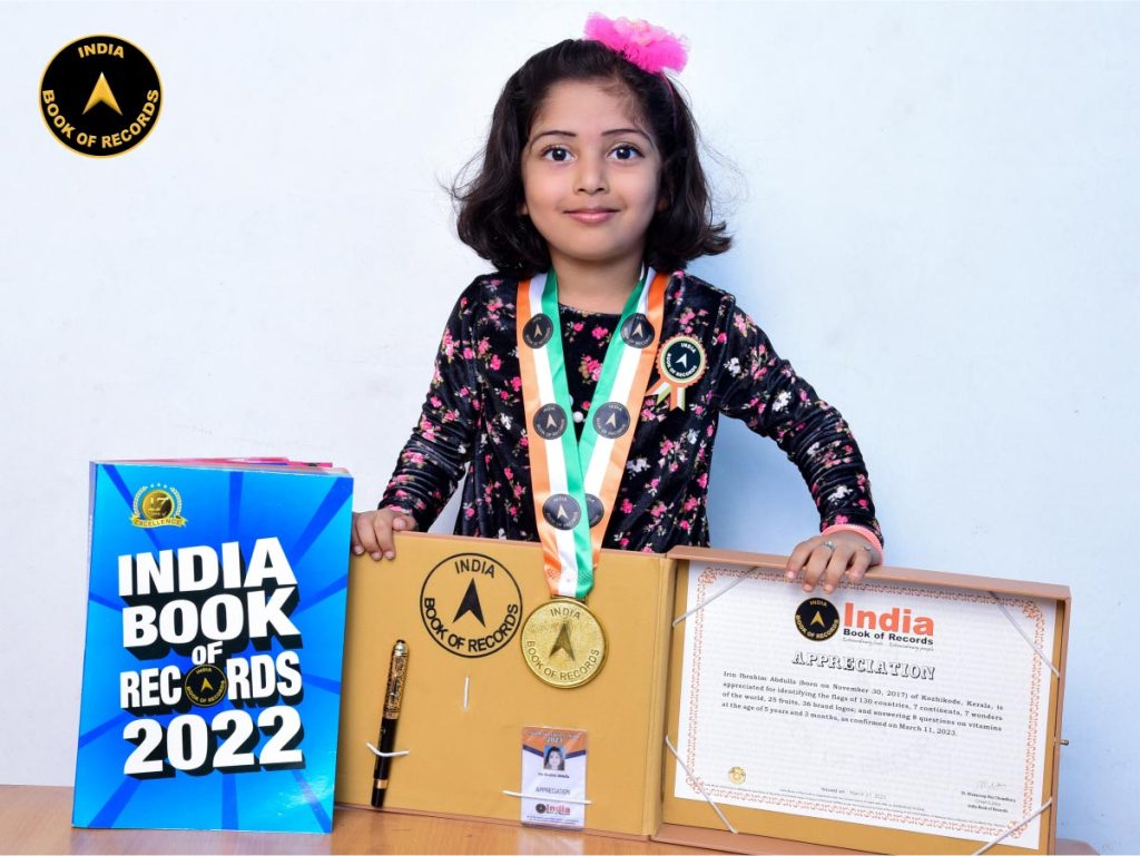 Irin Ibrahim Abdulla - Appreciation - India Book of Records