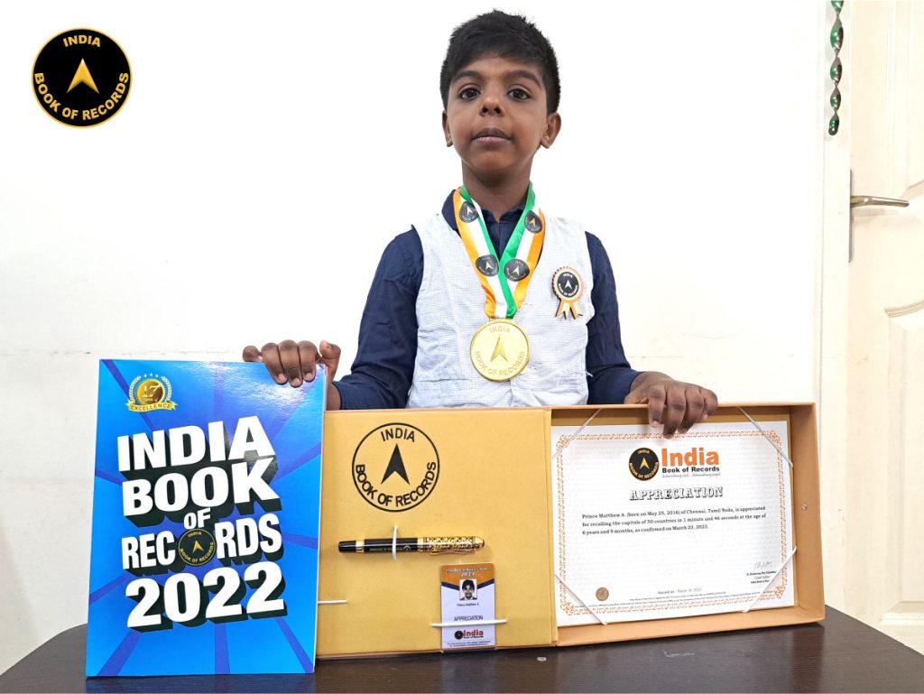Prince Matthew A. - Appreciation - India Book of Records