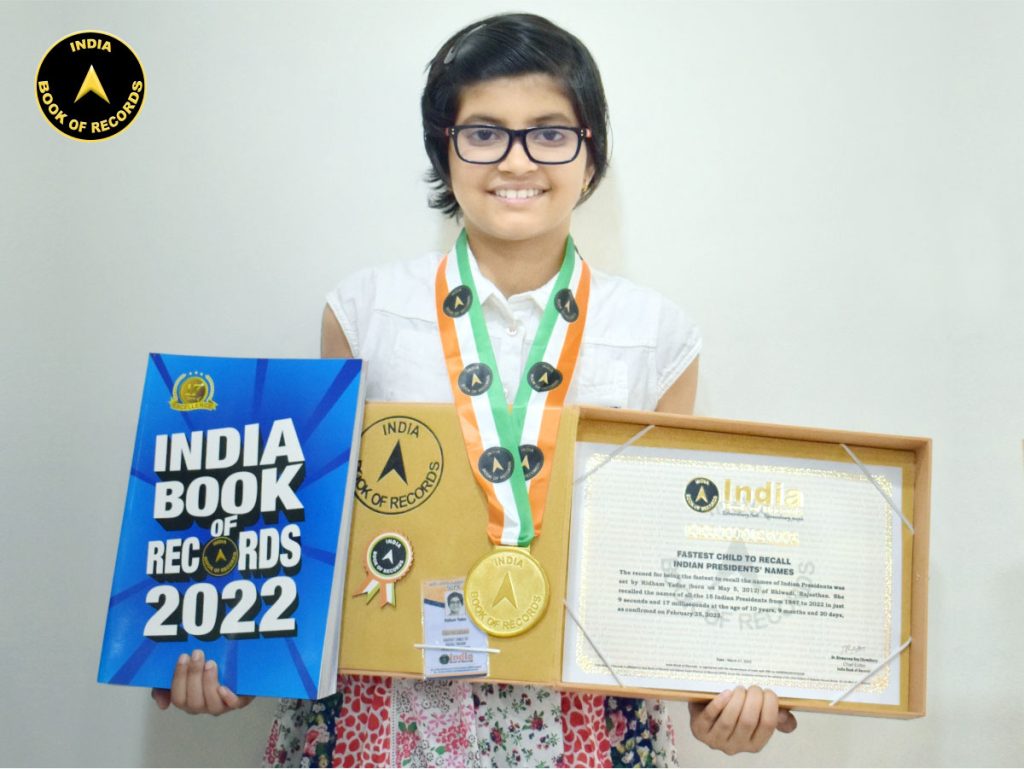 Fastest child to recall Indian Presidents’ names - India Book of Records