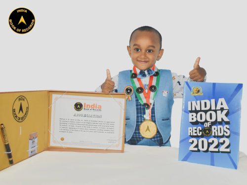 Rishaan V. R - Appreciation - India Book of Records
