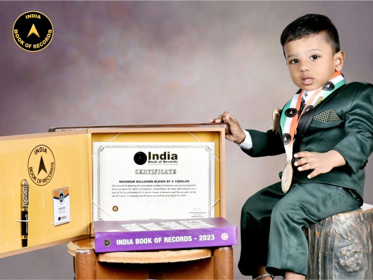 Maximum balloons blown by a toddler - India Book of Records