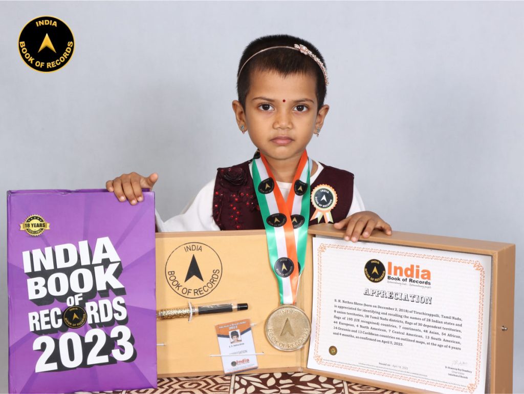 S. R. Nethra Shree - Appreciation - India Book of Records