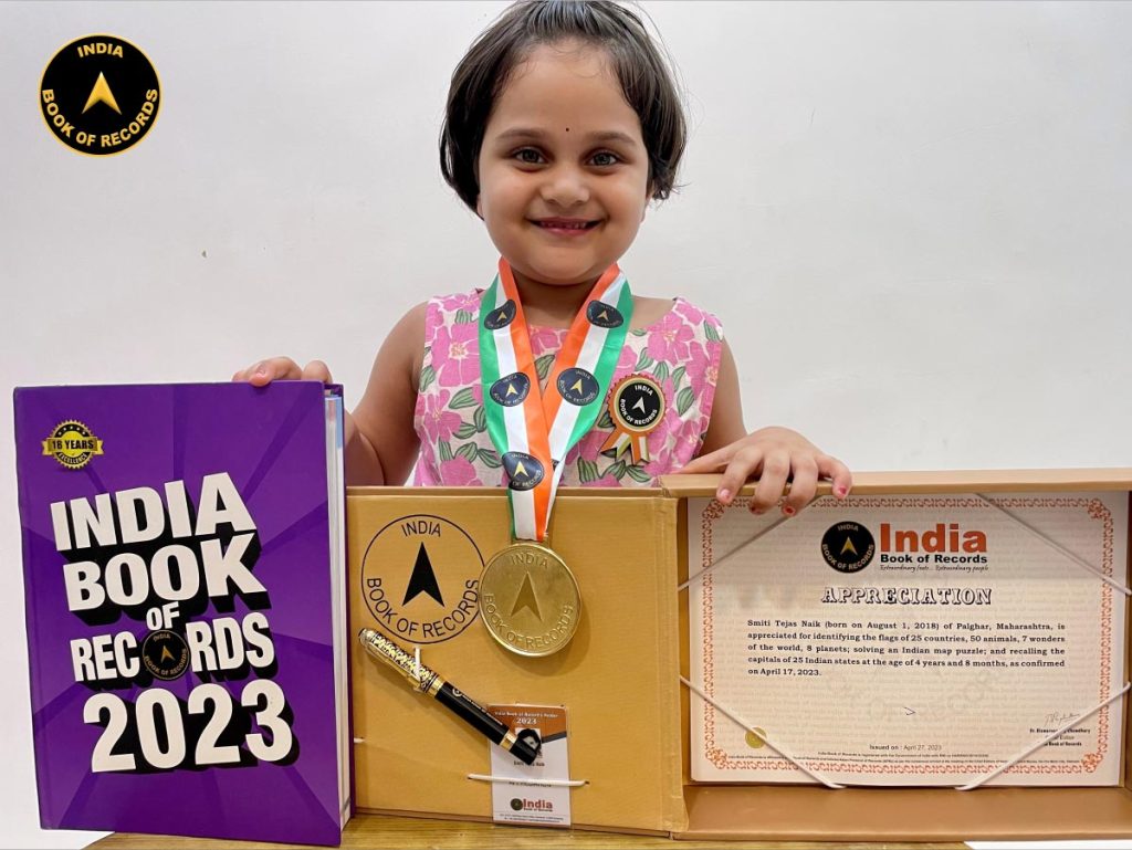 Smiti Tejas Naik - Appreciation - India Book of Records