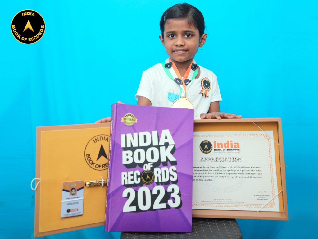 Aradhya Timmanna Nayak - Appreciation - India Book of Records