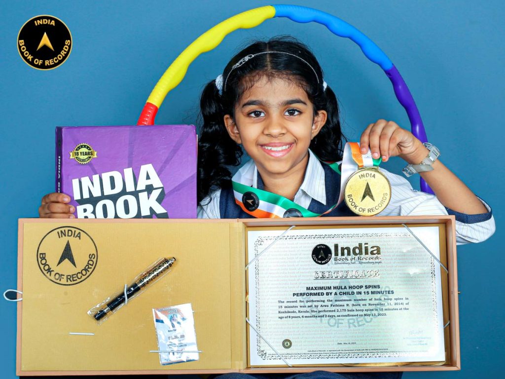 Maximum hula hoop spins performed by a child in 15 minutes - IBR