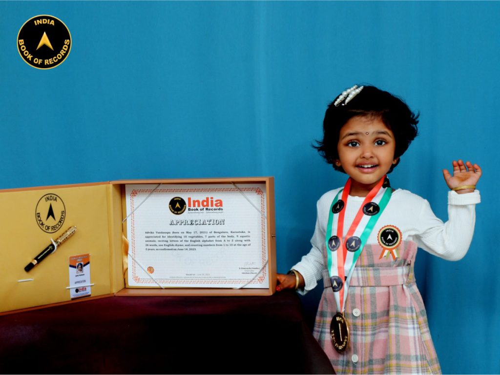 Advika Vandanapu - Appreciation - India Book of Records