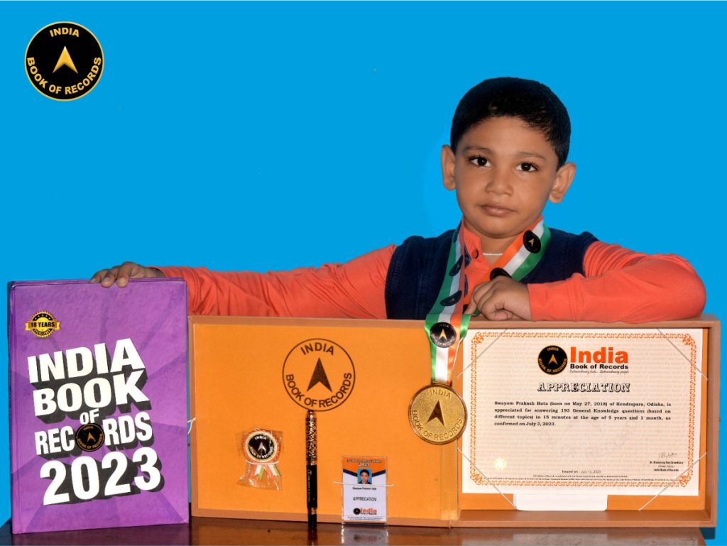 Swayam Prakash Hota - Appreciation - India Book of Records