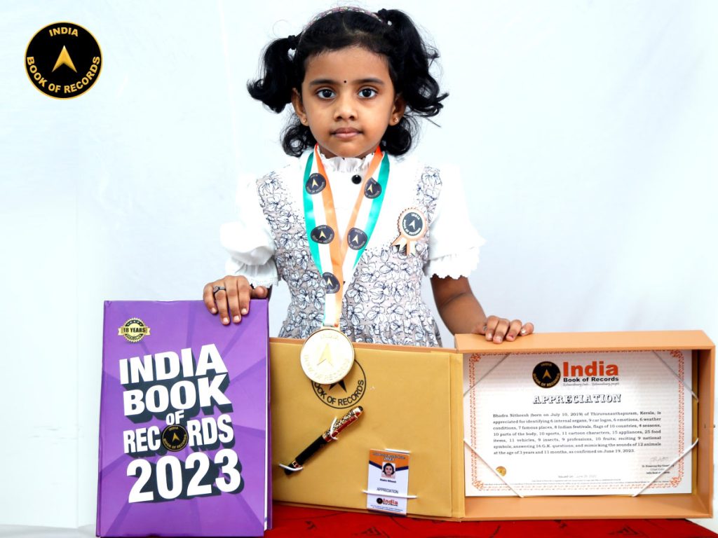 Bhadra Nitheesh - Appreciation - India Book of Records