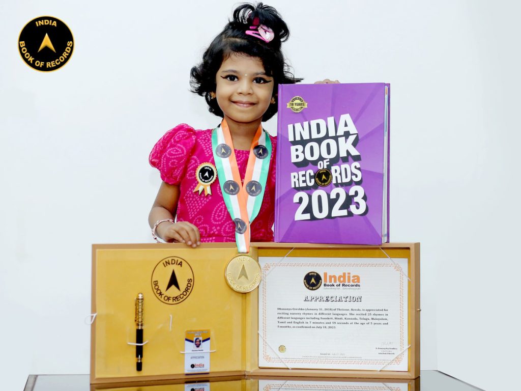Dhananya Greshko - Appreciation - India Book of Records