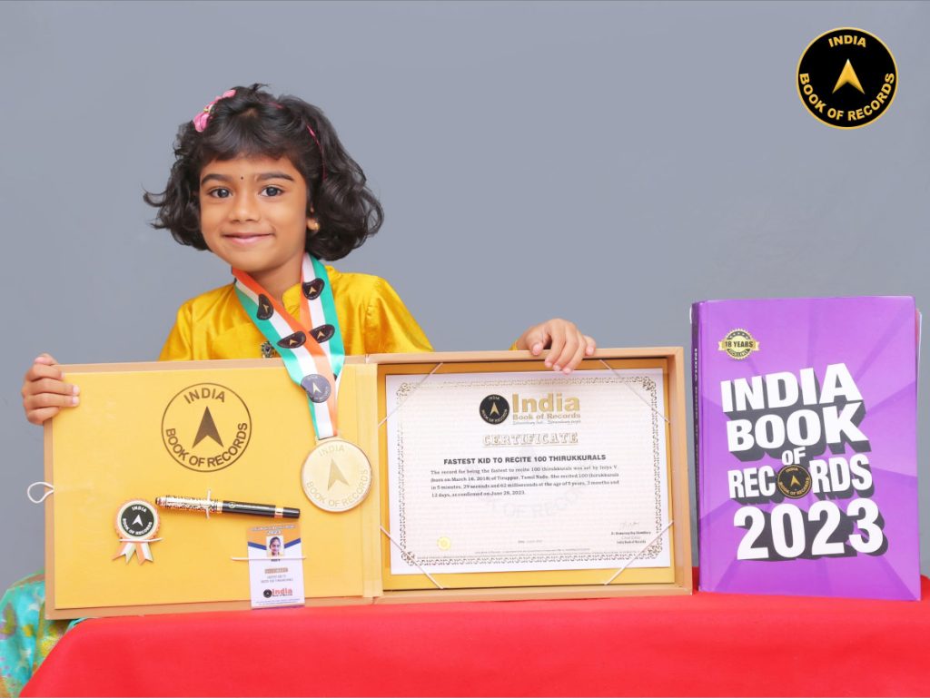 Fastest kid to recite 100 thirukkurals - India Book of Records