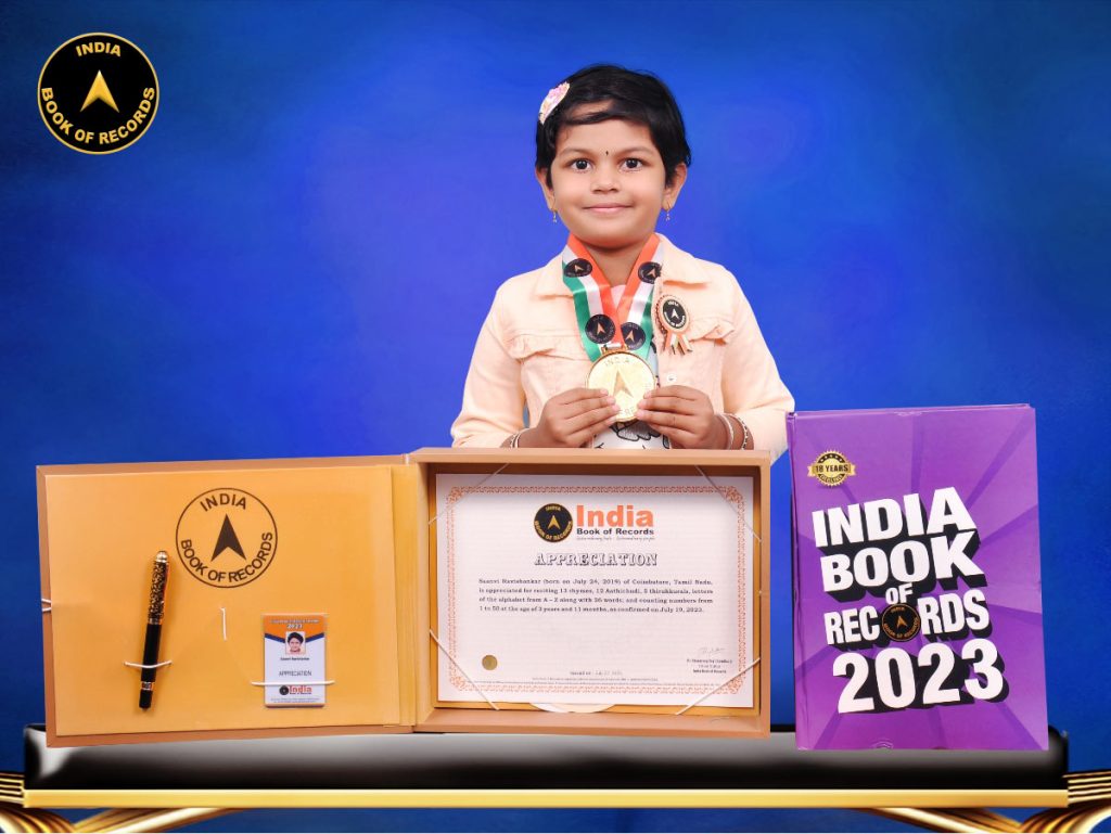 Saanvi Ravishankar - Appreciation - India Book of Records