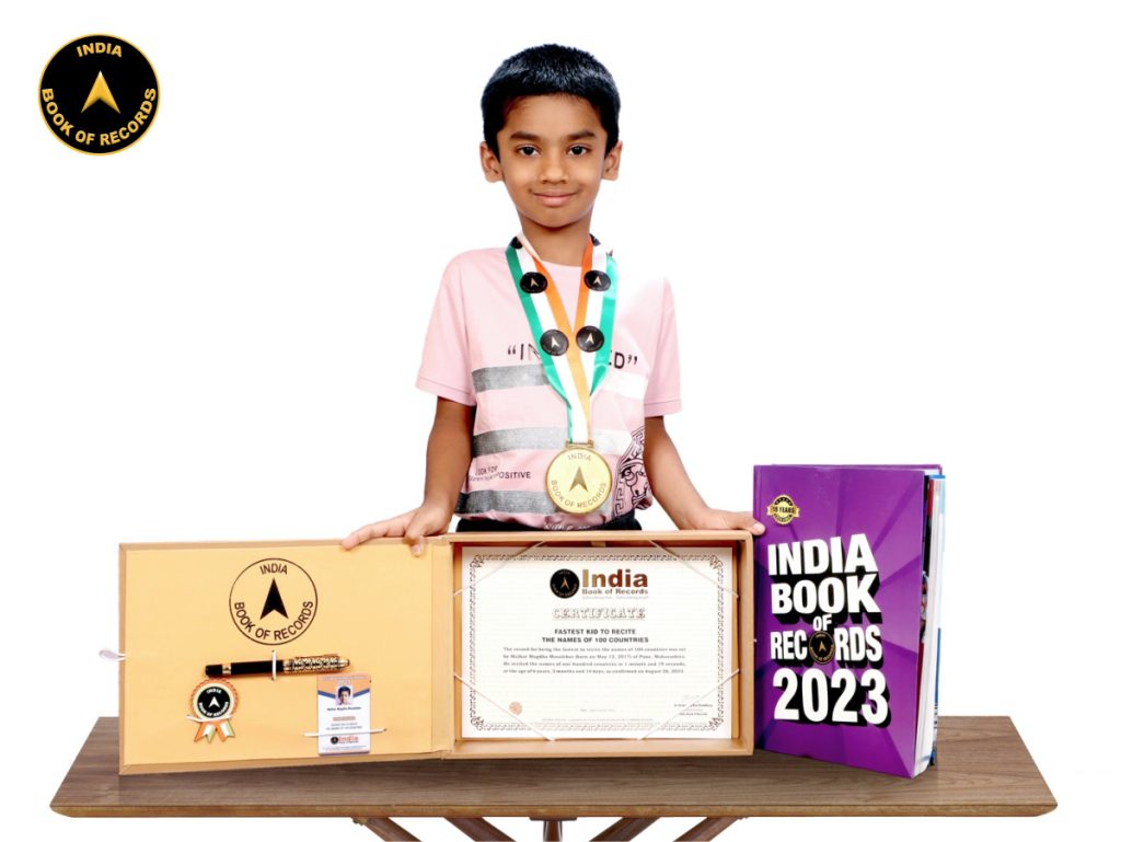 Fastest kid to recite the names of 100 countries - India Book of Records