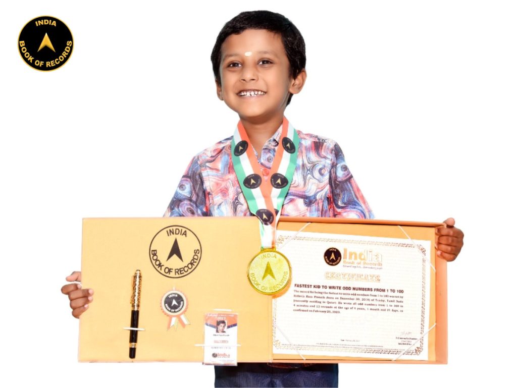 Fastest kid to write odd numbers from 1 to 100 - India Book of Records