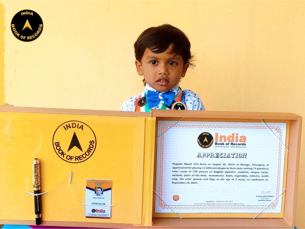 Puppala Hansh Ved - Appreciation - India Book of Records