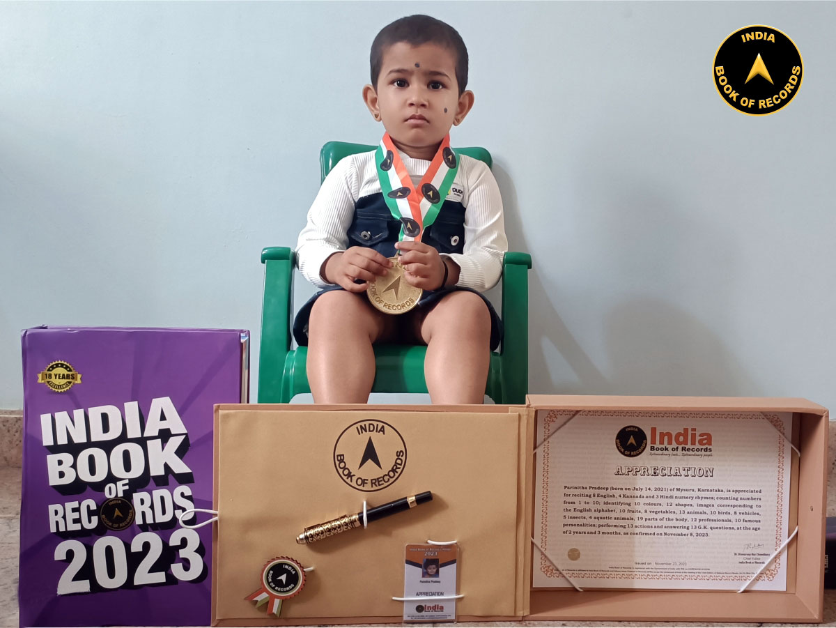 Parinitha Pradeep - Appreciation - India Book of Records