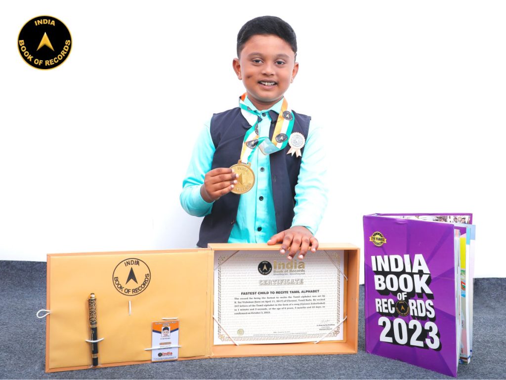 Fastest child to recite Tamil alphabet - India Book of Records