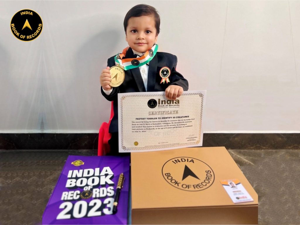 Fastest toddler to identify 50 creatures - India Book of Records