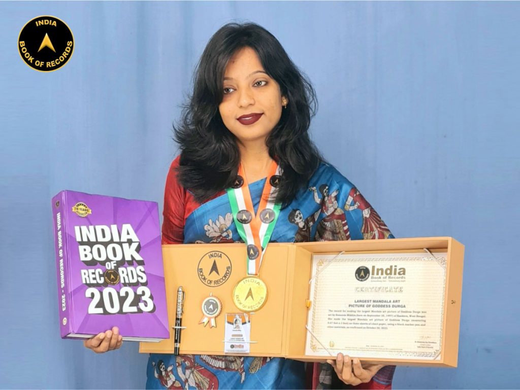 Largest Mandala art picture of Goddess Durga - India Book of Records