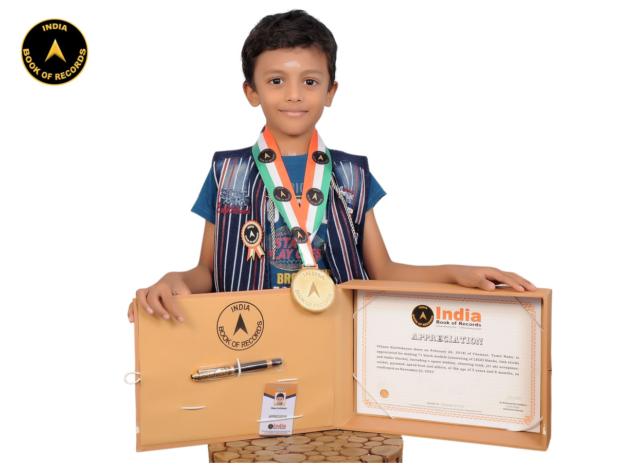 Vihaan Karthikeyan - Appreciation - India Book of Records