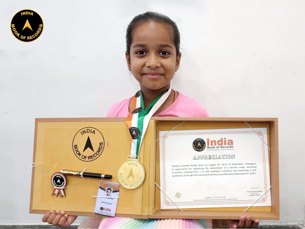 Bandari Parinika Reddy - Appreciation - India Book of Records