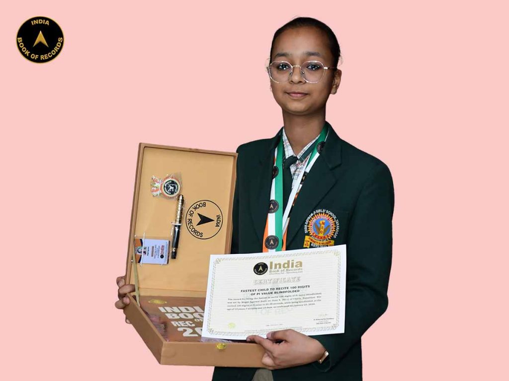 Fastest child to recite 100 digits of Pi value blindfolded - India Book ...