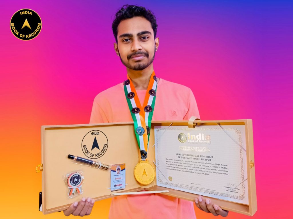 Largest charcoal portrait of Sushant Singh Rajput - India Book of Records