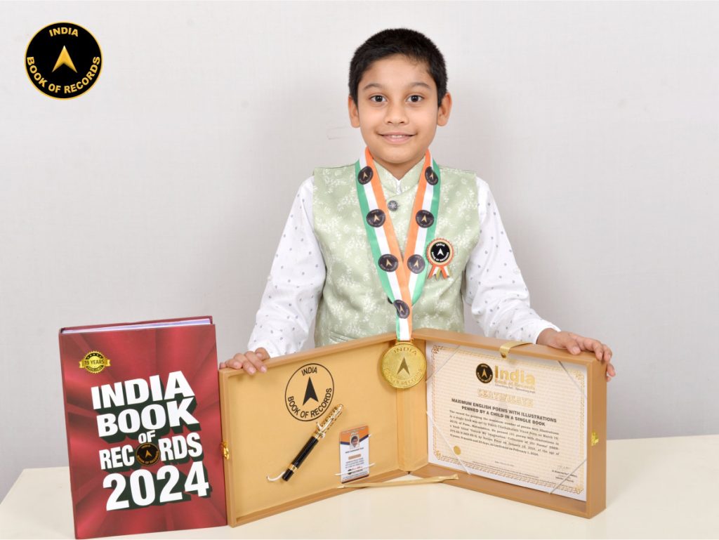 Maximum English poems with illustrations penned by a child in a single ...