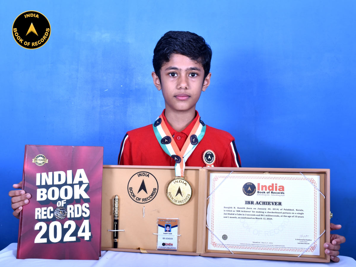 Surajith R. Sumith - IBR Achiever - India Book of Records