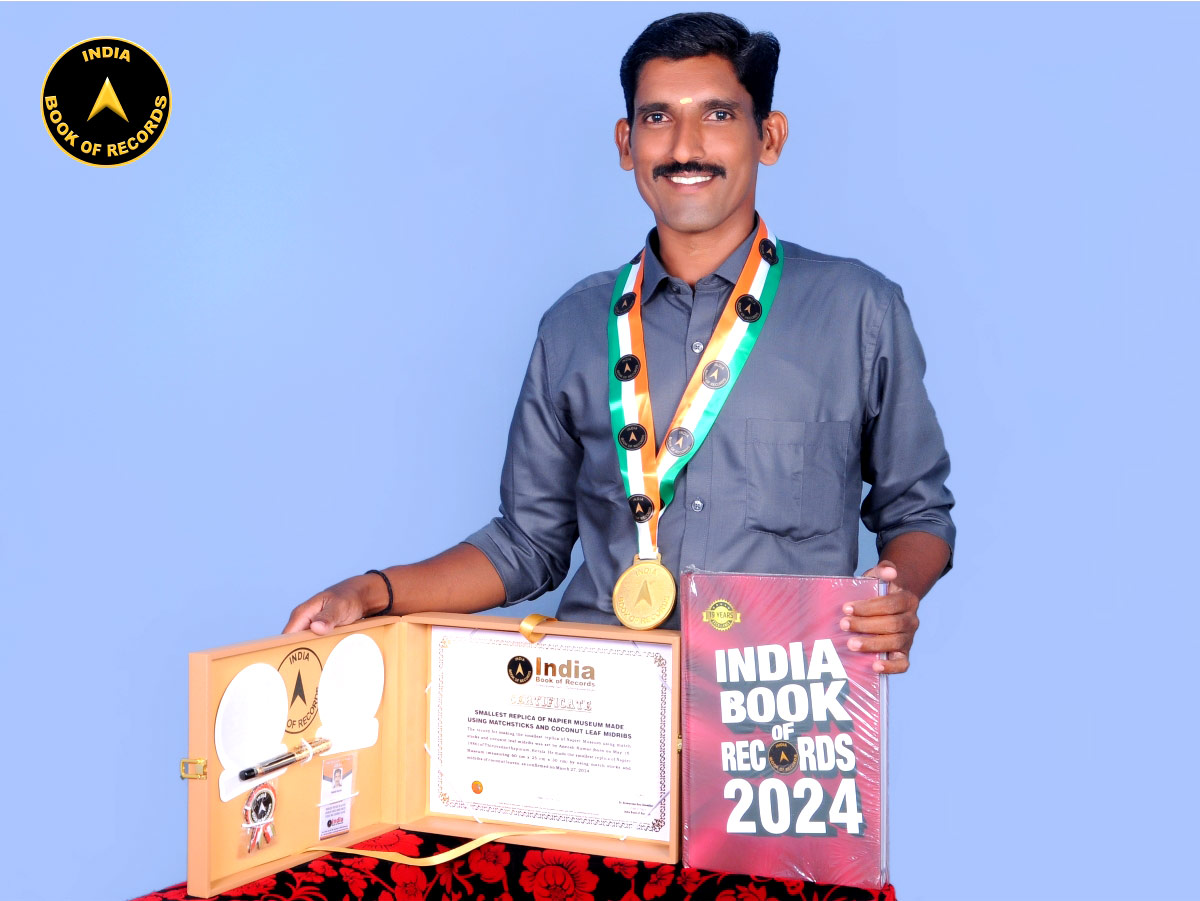 Smallest replica of Napier Museum made using matchsticks and coconut ...