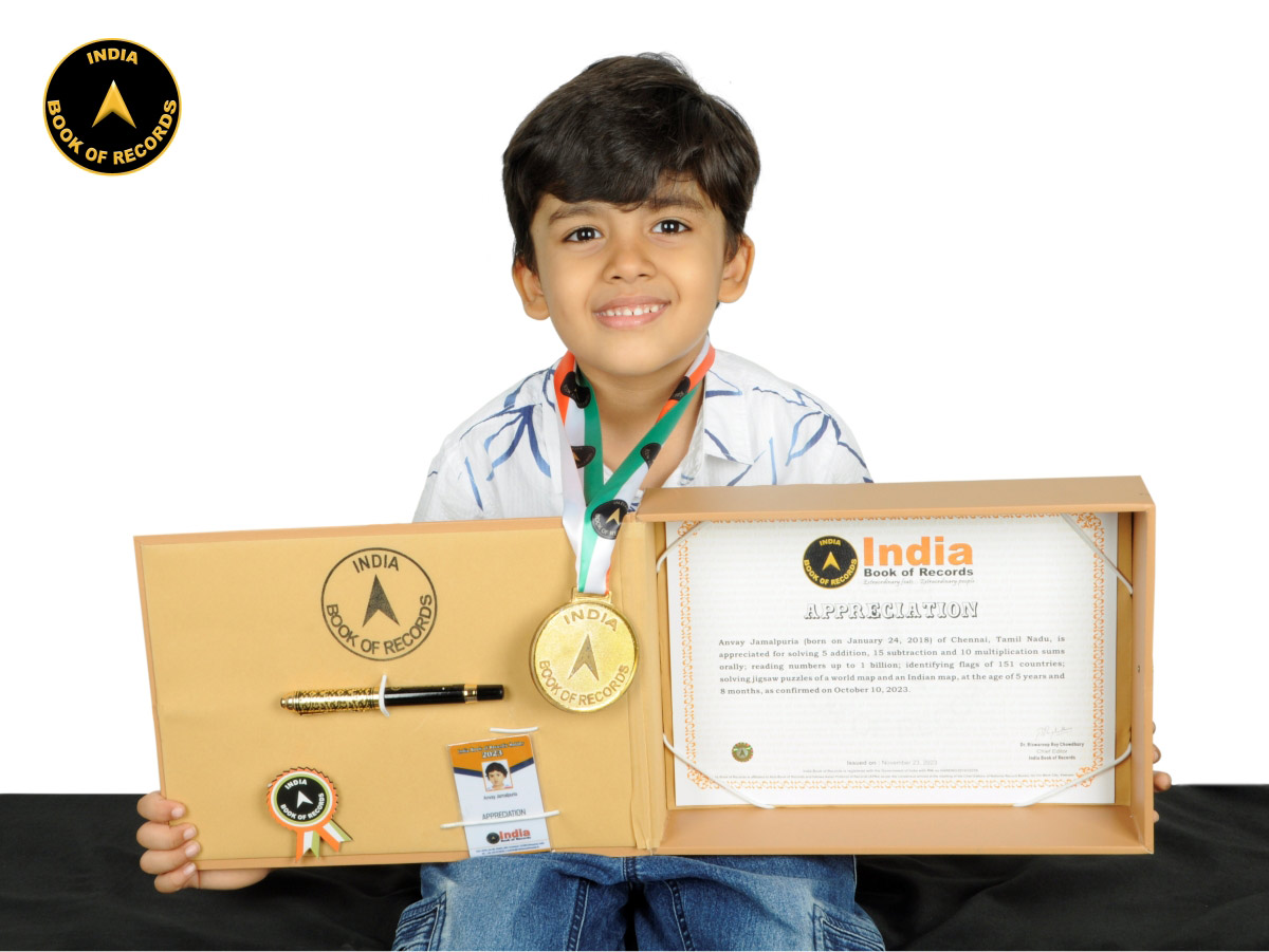 Anvay Jamalpuria - Appreciation - India Book of Records