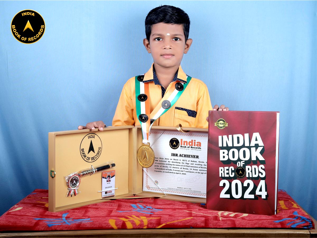 Arav Shiju - IBR Achiever - India Book of Records