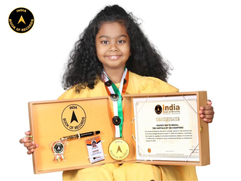 Fastest kid to recall the capitals of 100 countries - India Book of Records