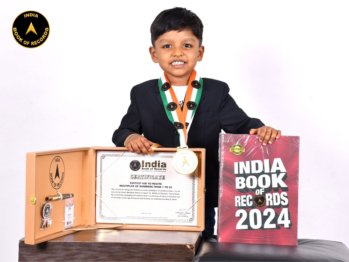 Fastest kid to recite multiples of numbers from 1 to 25 - India Book of ...
