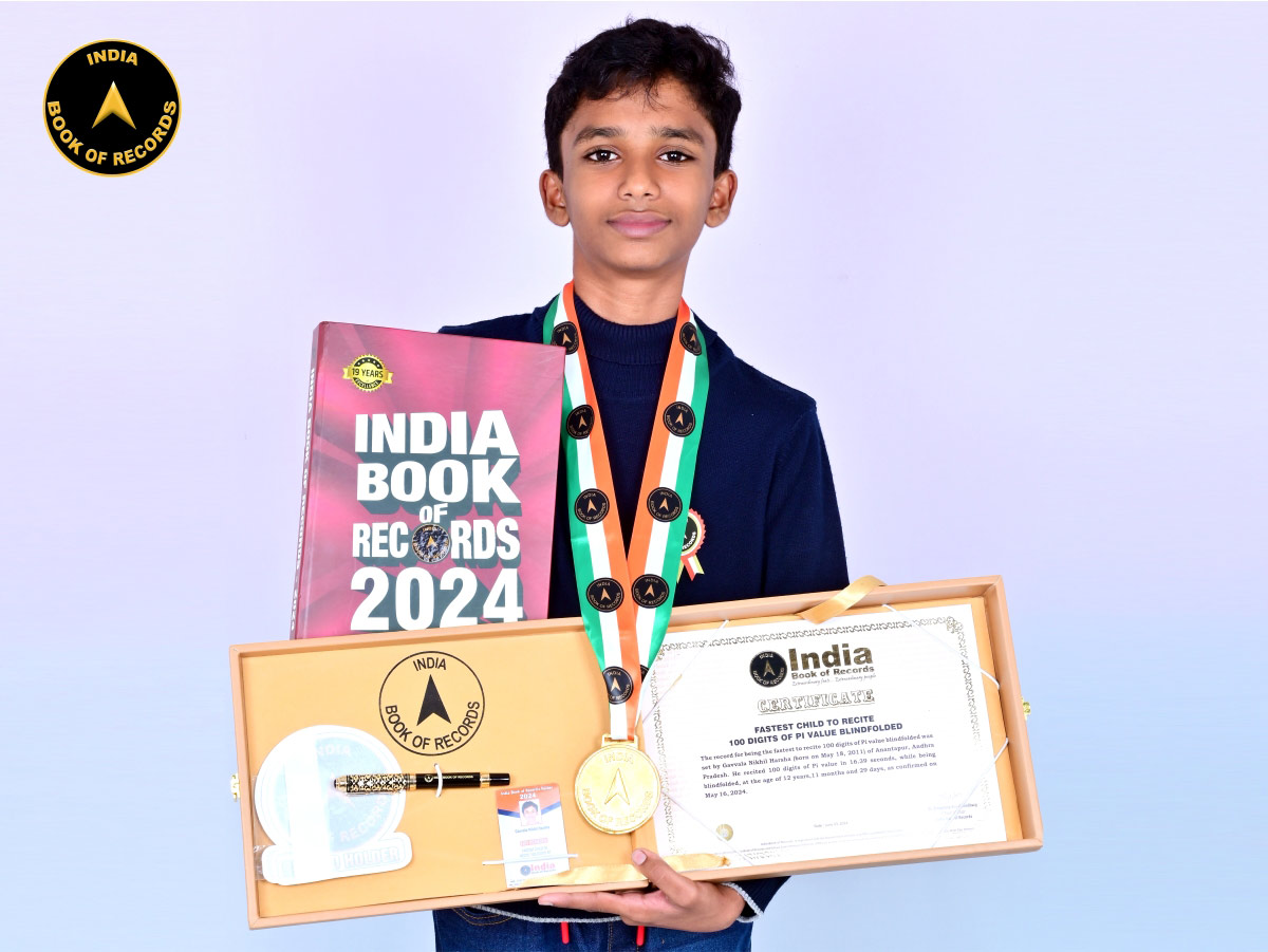 Fastest child to recite 100 digits of Pi value blindfolded - India Book ...