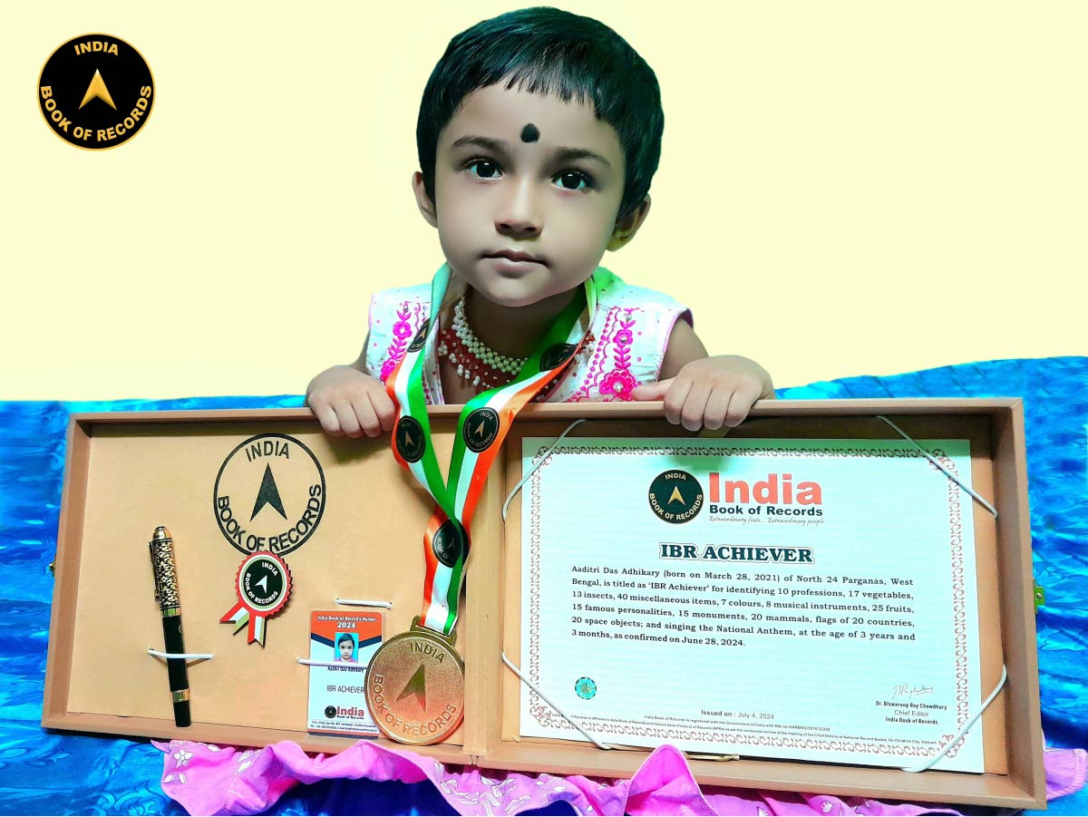 Aaditri Das Adhikary - IBR Achiever - India Book of Records