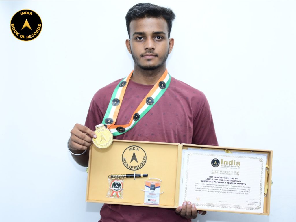 The largest painting of Lord Rama made on sheets of cartridge paper by ...