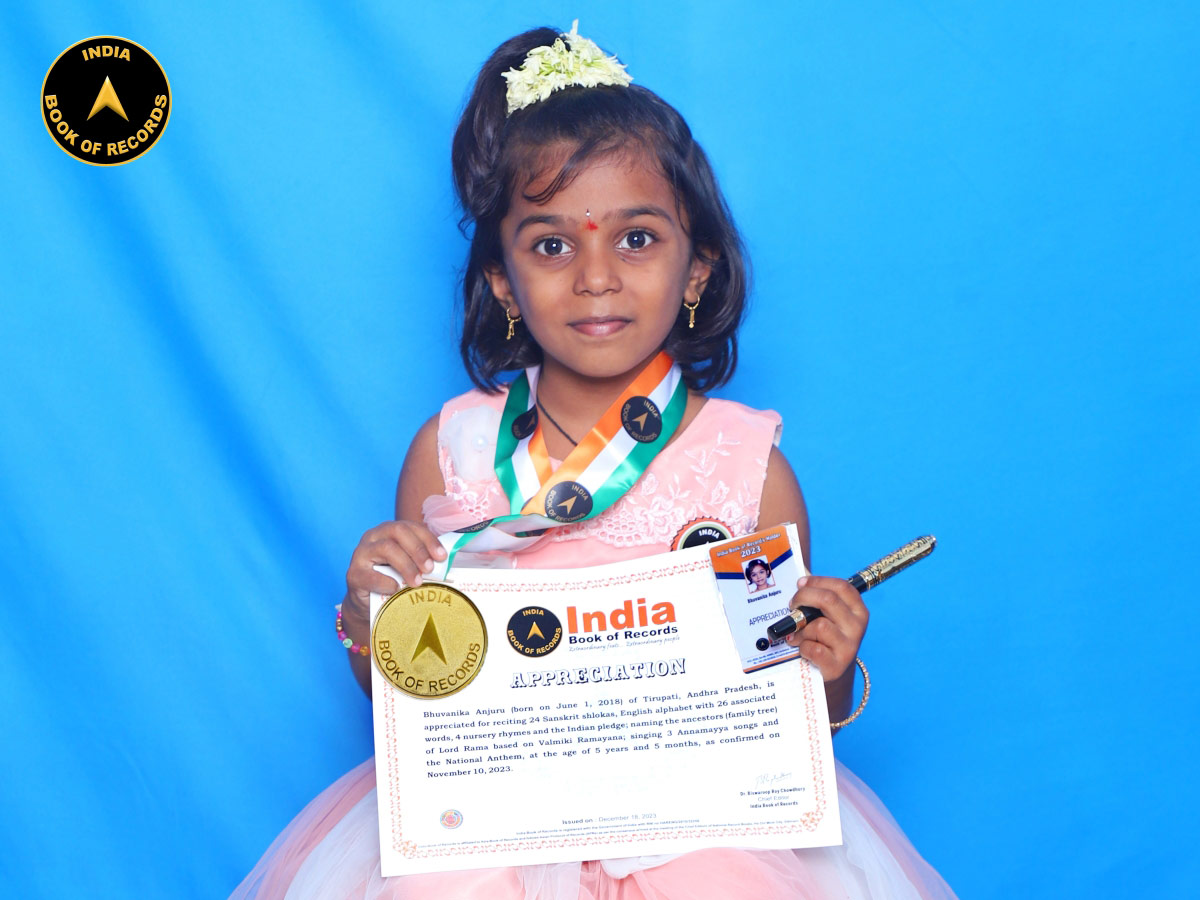 Bhuvanika Anjuru - Appreciation - India Book of Records