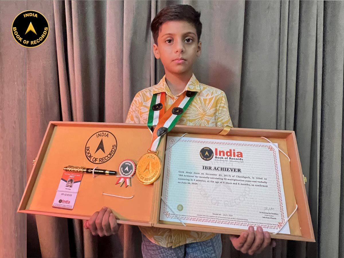 Girik Ahuja - IBR Achiever - India Book of Records