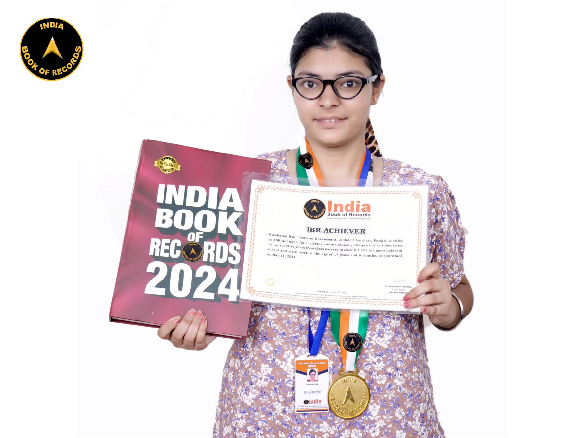 Gursharan Kaur - IBR Achiever - India Book of Records