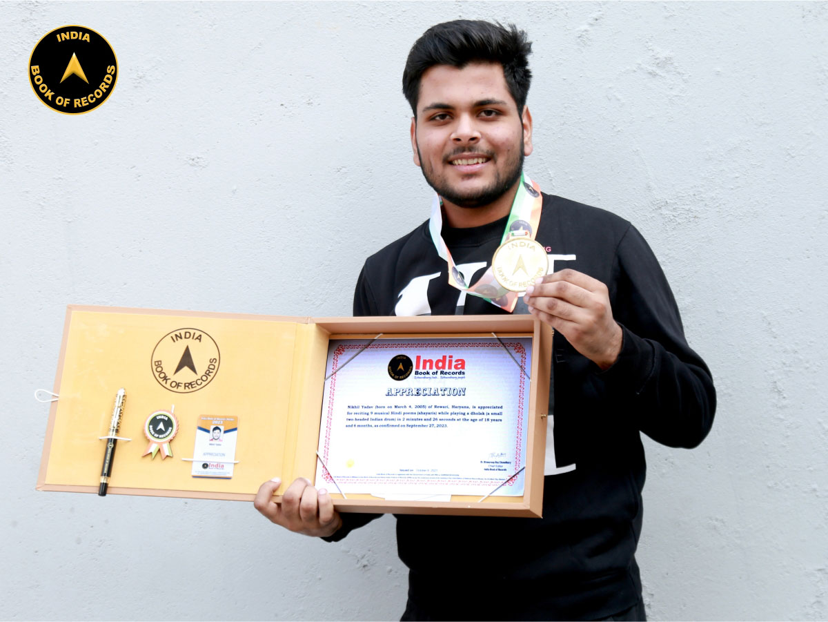 Nikhil Yadav - Appreciation - India Book of Records