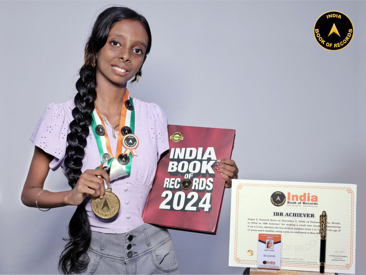 Segna S. Susanth - IBR Achiever - India Book of Records