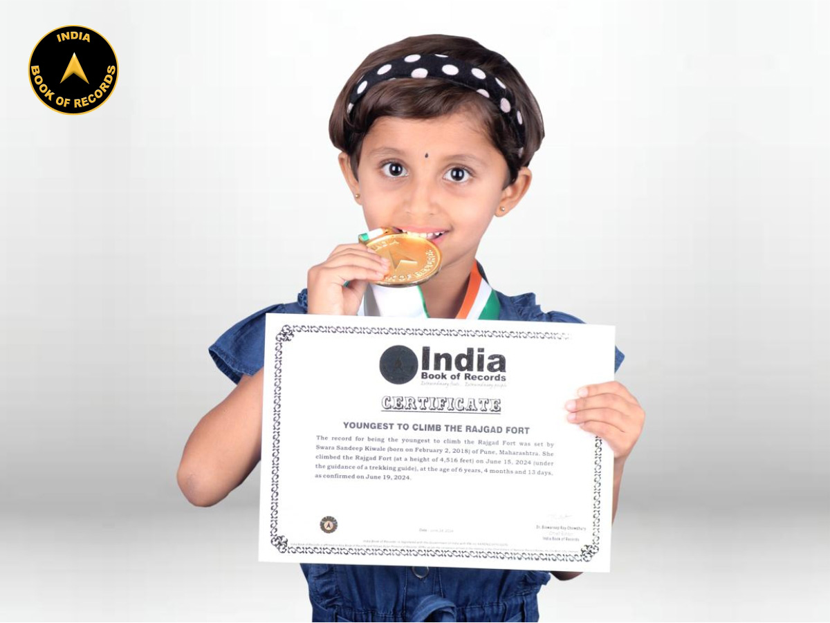 Youngest to climb the Rajgad Fort - India Book of Records