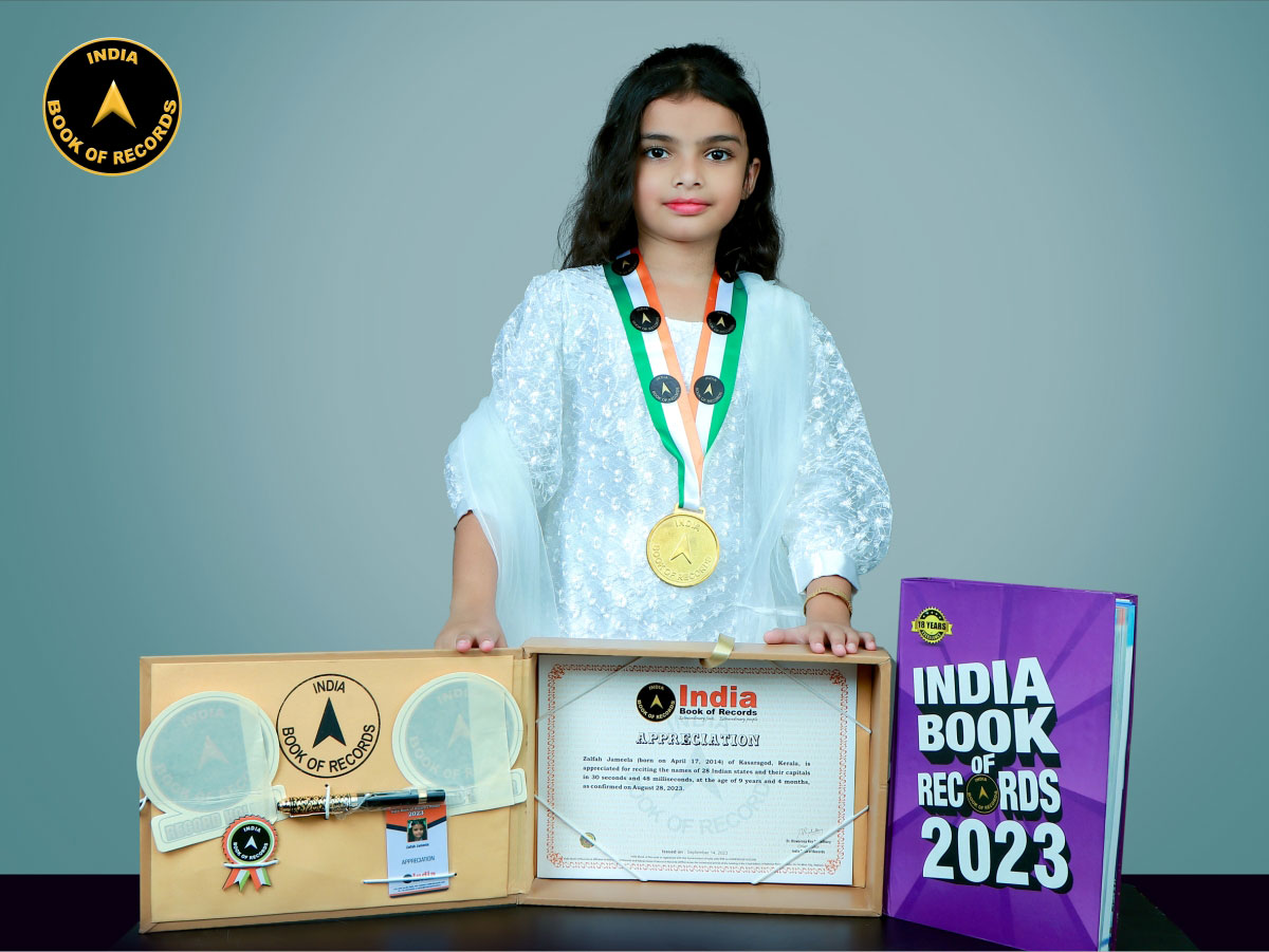 Zalfah Jameela - Appreciation - India Book of Records
