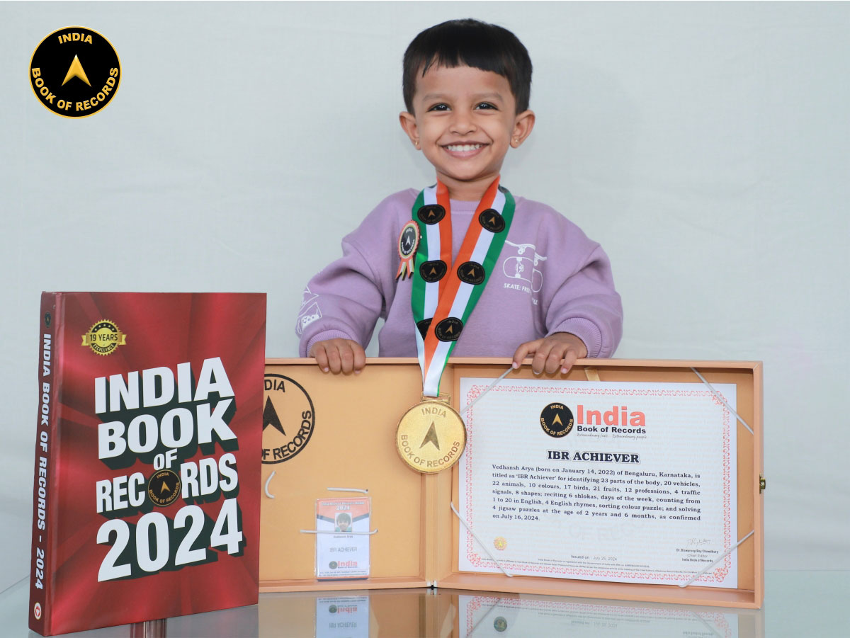 Vedhansh Arya - IBR Achiever - India Book of Records