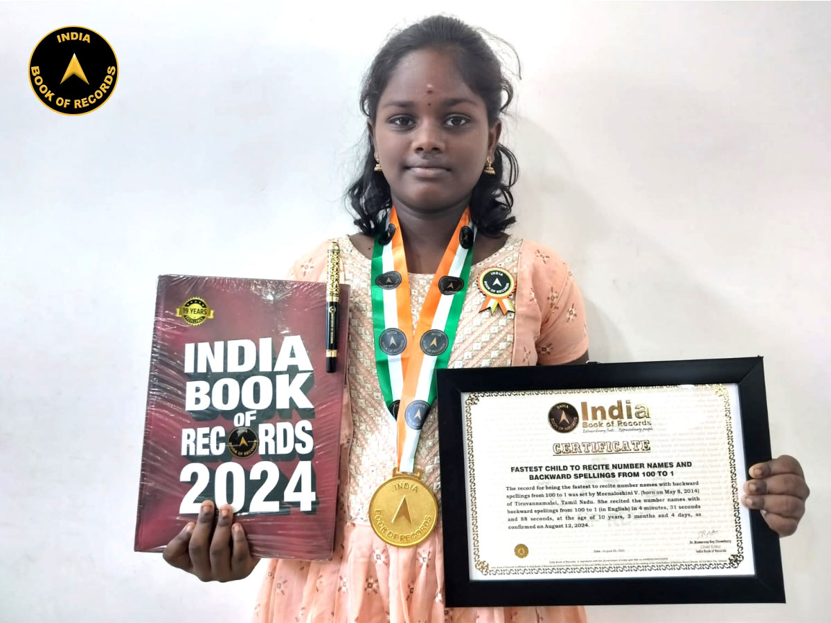 Fastest child to recite number names and backward spellings from 100 to ...