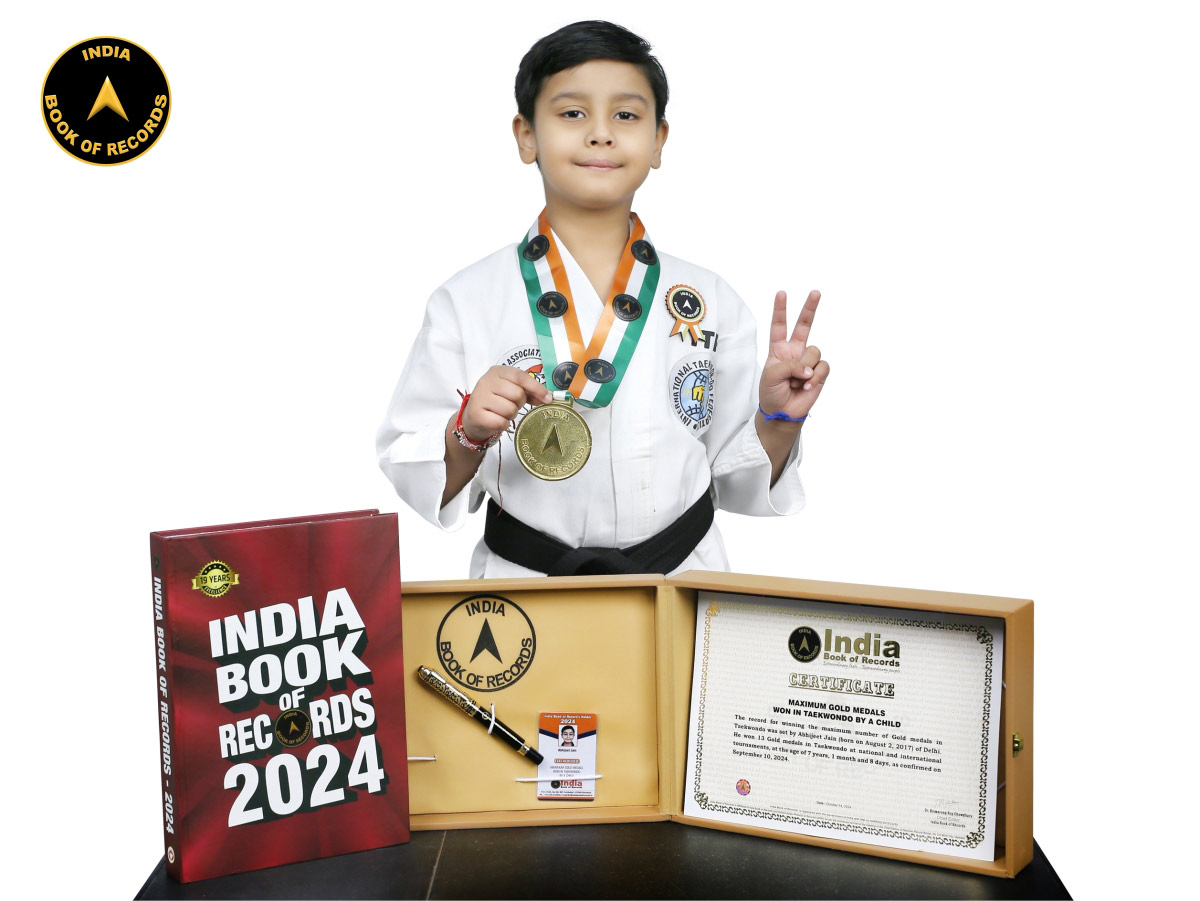 Maximum Gold medals won in Taekwondo by a child - India Book of Records
